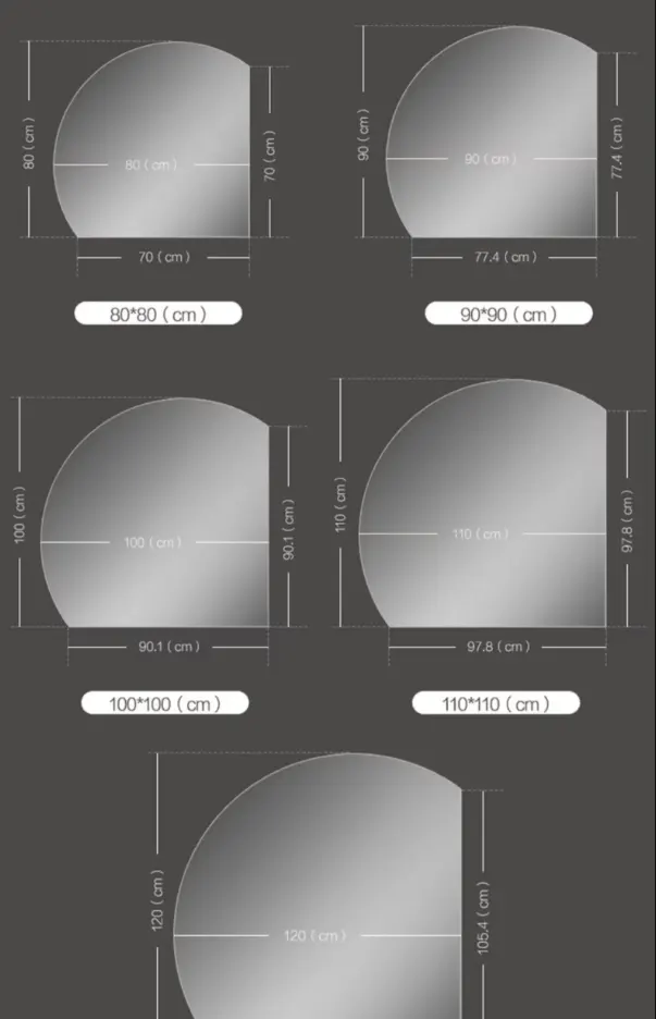 Big Half Moon Frameless LED Lighted Wall Mirror for bathroom Decoration ...